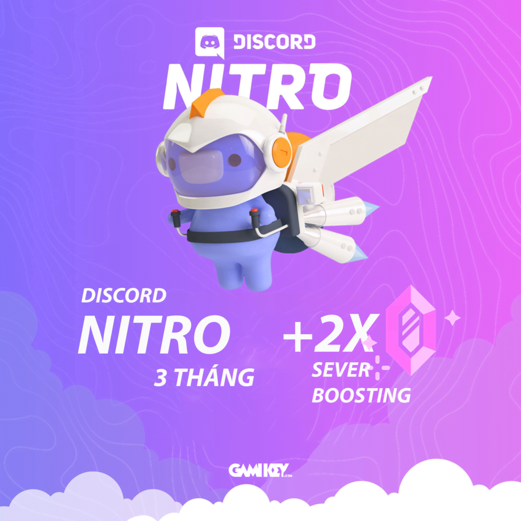Nâng cấp Discord Nitro 3 tháng + 2 Sever Boosting - Gamikey